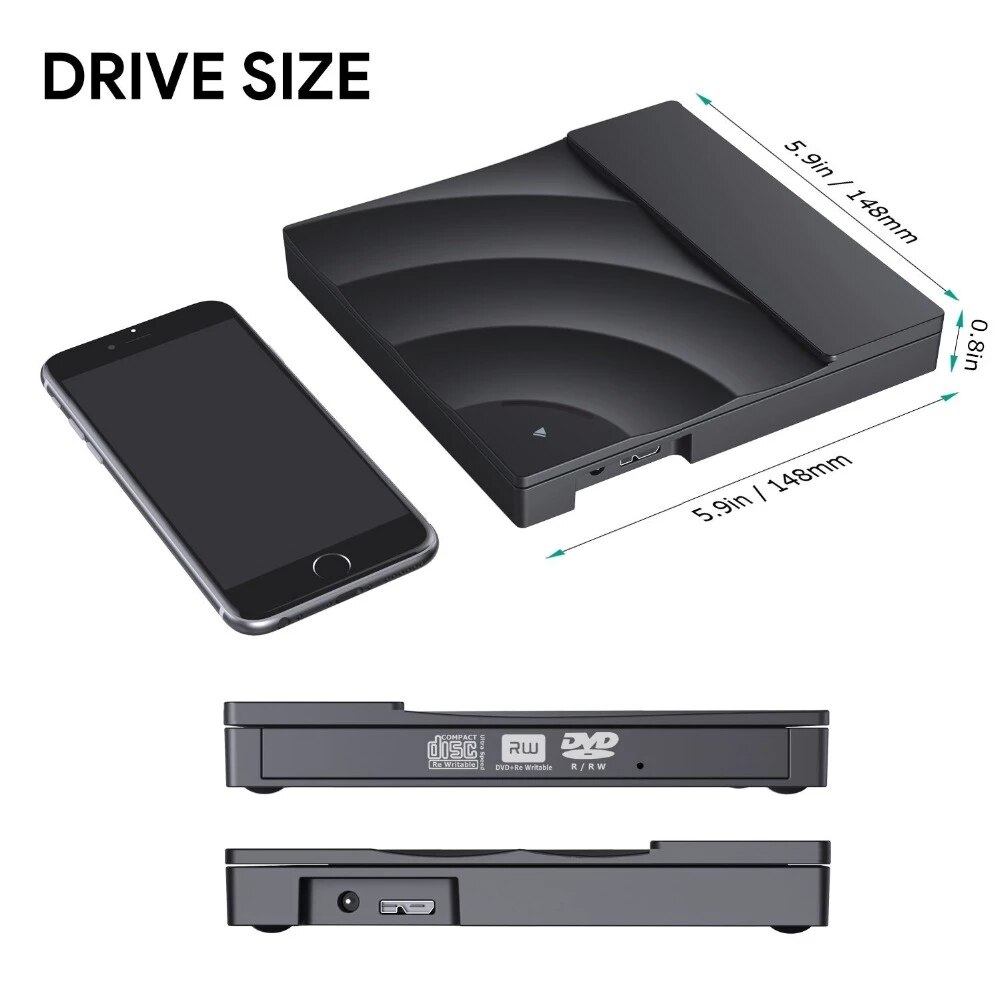External DVD Drive High Speed USB 3.0 CD DVD Drive... – Grandado