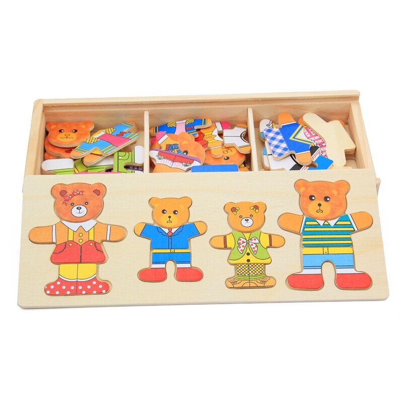 Little bear changing clothes game wooden children'... – Vicedeal