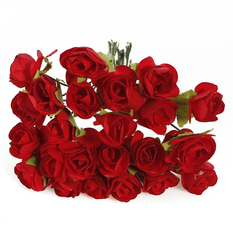 144 X Artificial Paper Red Rose Flower Wedding Cra... – Grandado