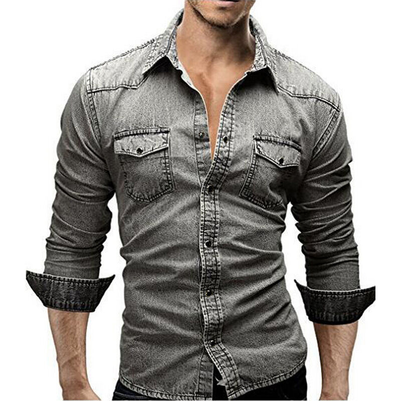 Brand Mannen Denim Shirt Blouse Casual Slim Fitnes... – Vicedeal