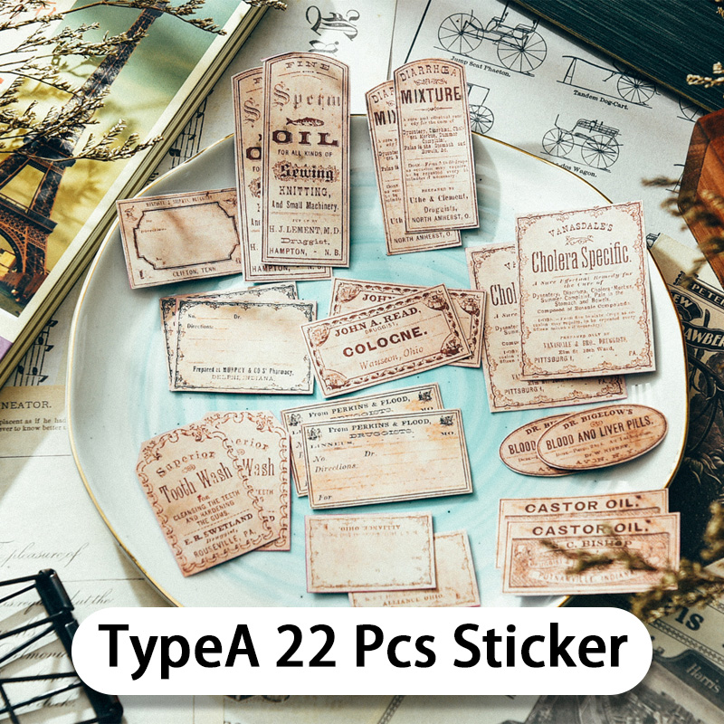 22Pcs Retro Label Fles Vintage Stickers Junk Journ... – Vicedeal