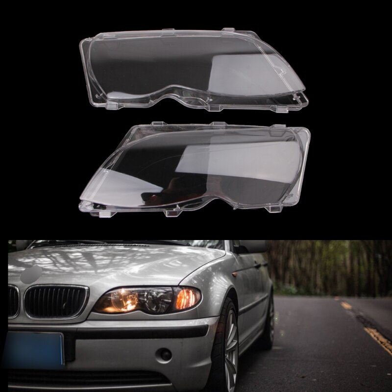 2 Pcs/Pair Headlight Lenses Replacement Left&Right Headlamp For BMW E46 ...
