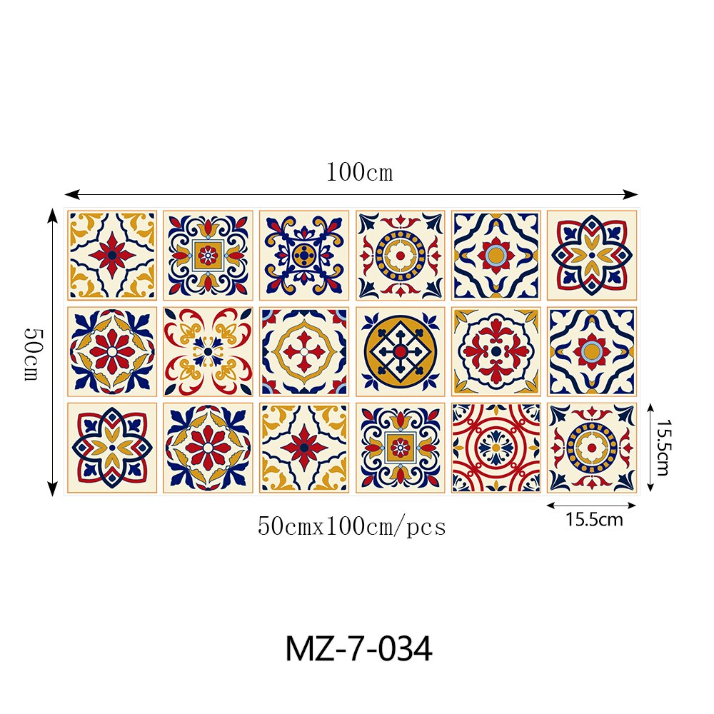 Colorful Floral Pattern Matte Tiles Wall Sticker 5... – Vicedeal