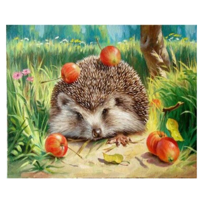 Hedgehog DIY Painting By Numbers Kit Hand Painted ... – Grandado