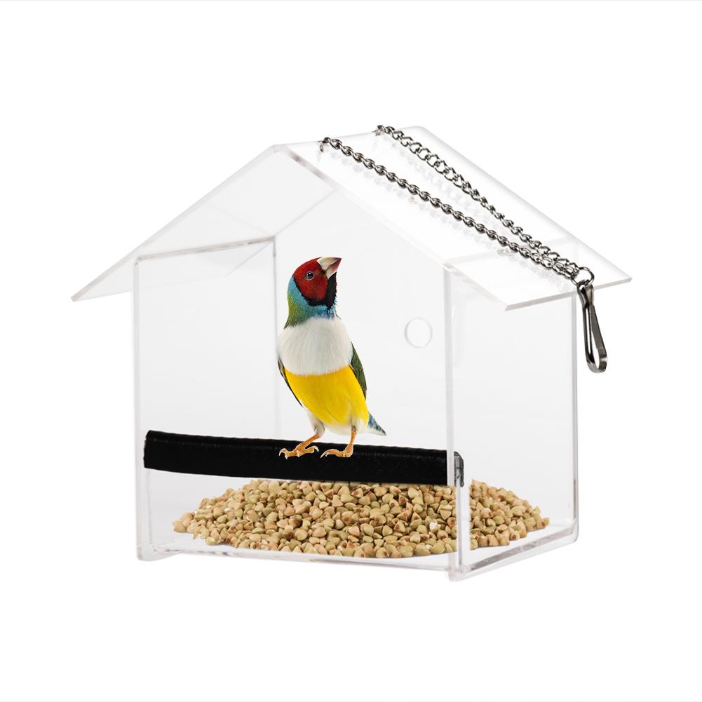 Hanging Bird Feeder House Shape Outdoor Acrylic Bird Feeder With ...
