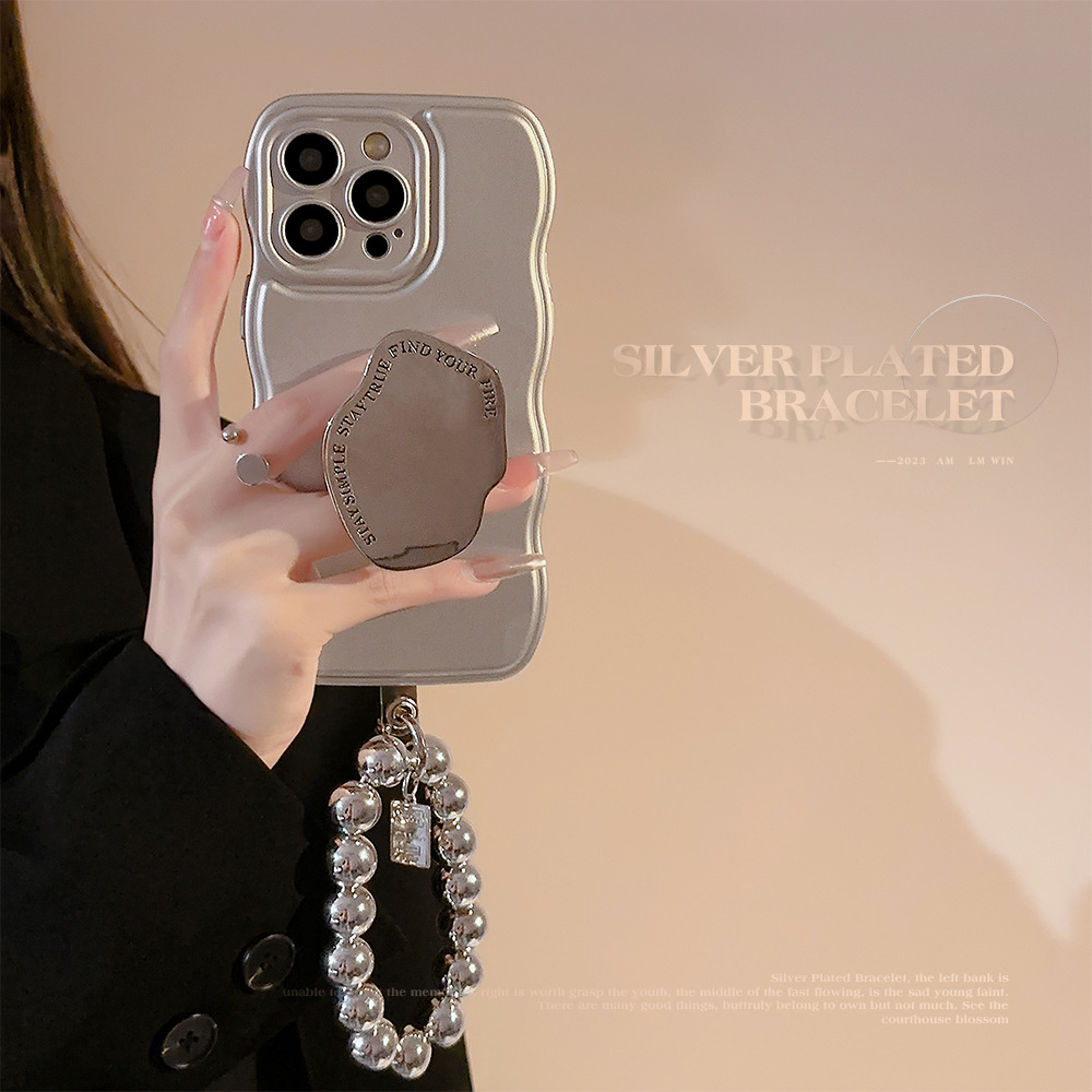 Simple Electroplated Silver Chain Phone Case with ... – Vicedeal