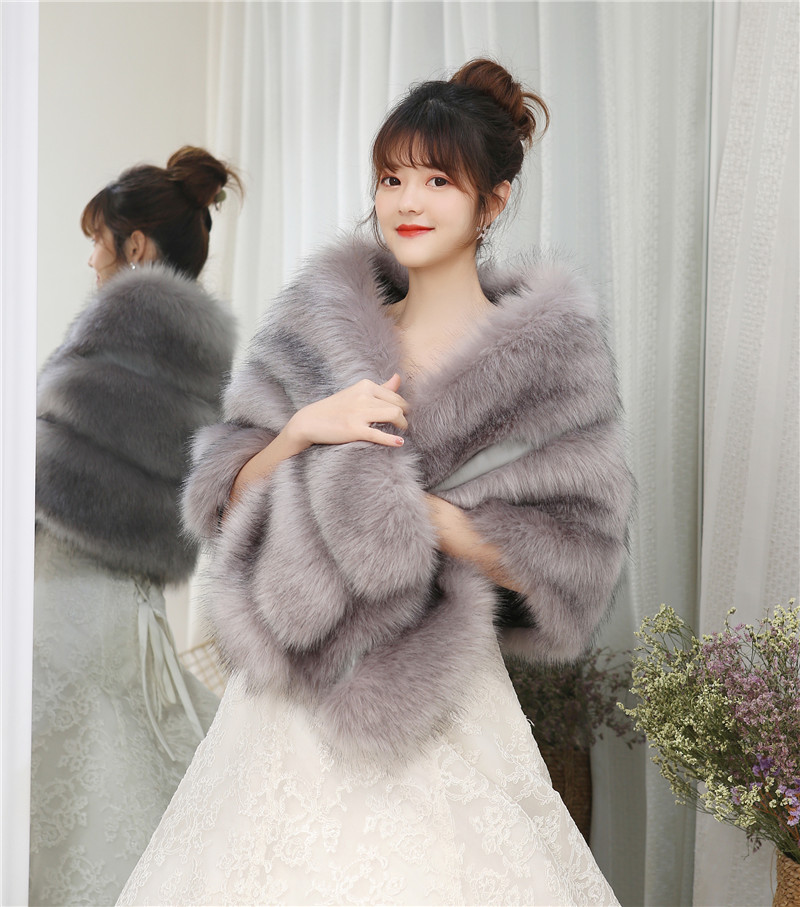 Manteau en fausse fourrure pour femme, châle de ma... – Grandado