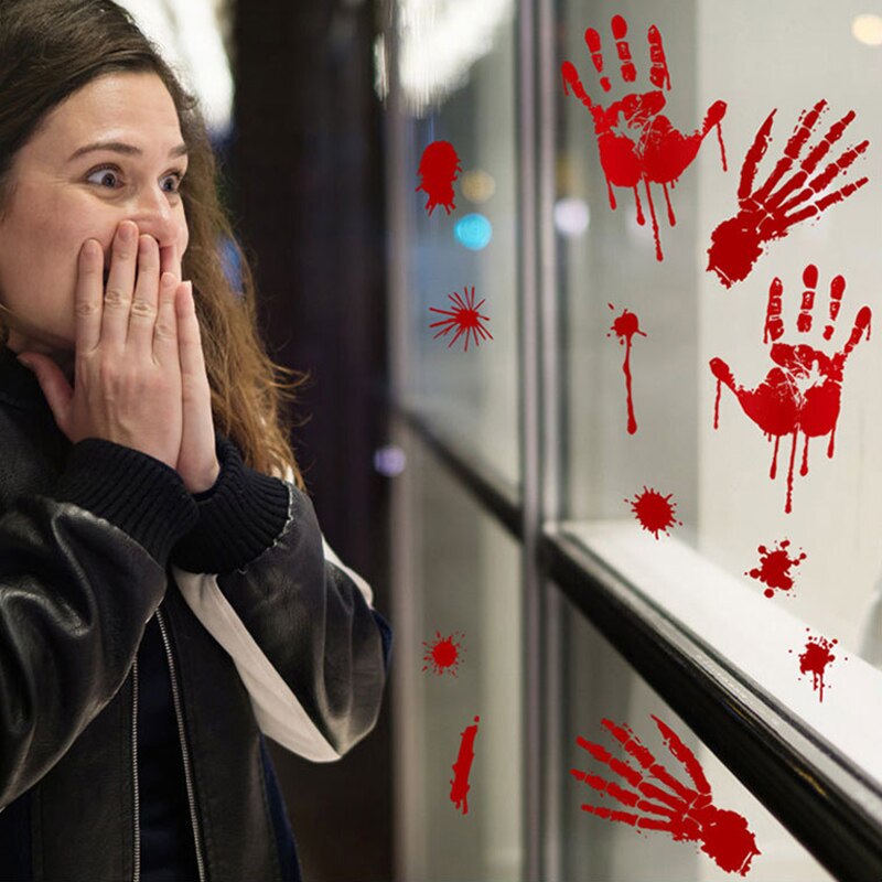 Halloween Sticker Horror Bloody Handafdrukken Voet... – Grandado