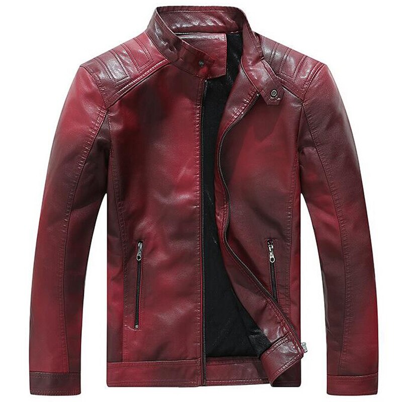 Gradient Color PU Leather Jacket Men Casual Gothic... – Vicedeal