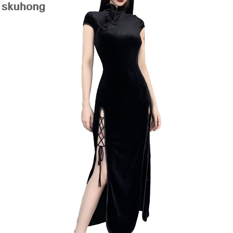 Satijn Gothic Vrouwen Stijl Cheongsam Chinese Trad... – Grandado