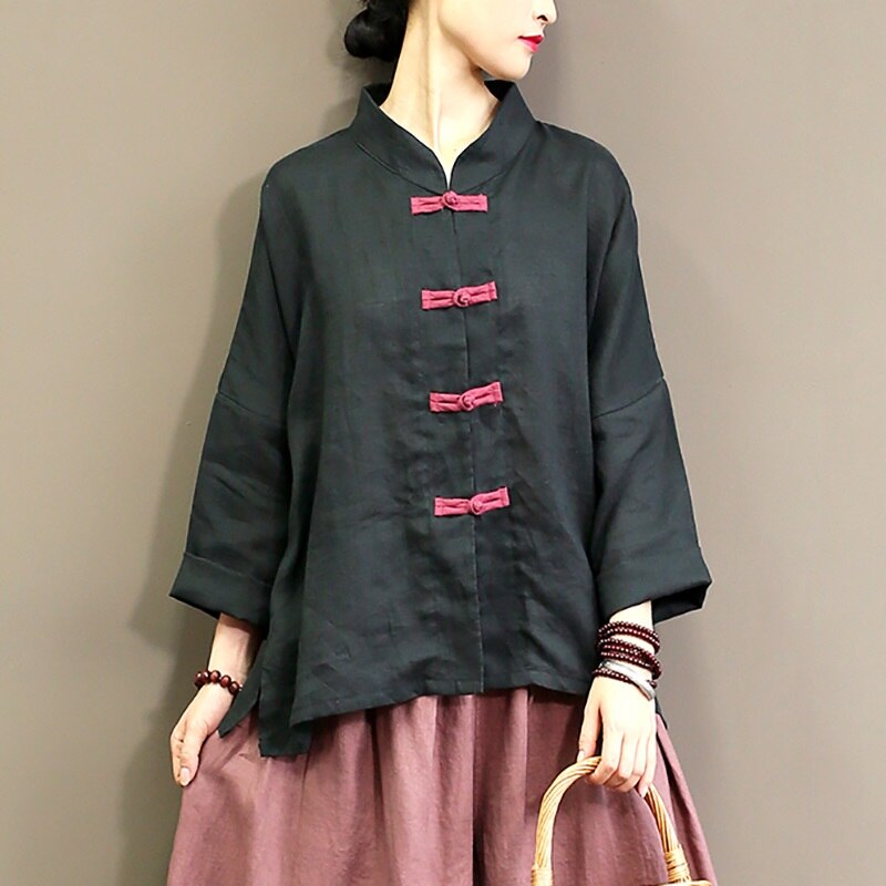 Chinese Style Clothing Women Linen Traditional Top... – Grandado
