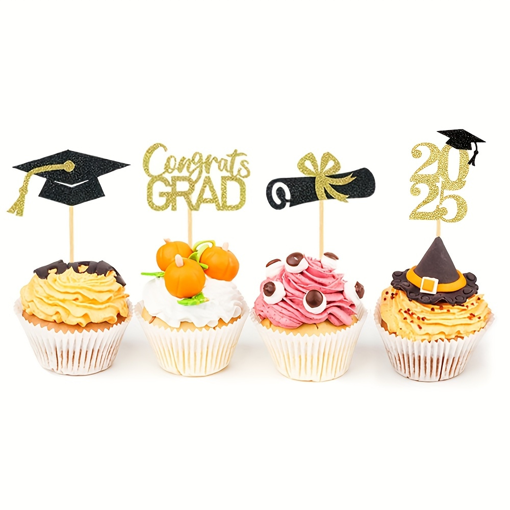 12Pcs Graduation Cupcake Toppers, Glitter Class of... – Grandado