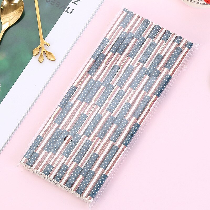 25pcs Pure pulp paper disposable straw Flower patt... – Grandado