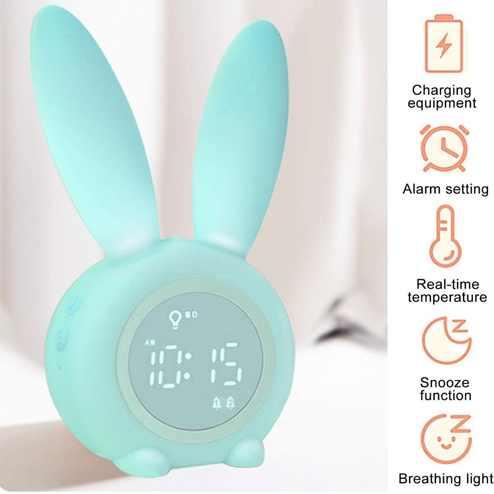 Cartoon Bunny Kids Alarm Clock Rechargeable Touch ... – Grandado