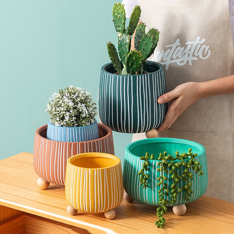 Colorful Painted Ceramic Flower Pot Home Living Ro... – Grandado