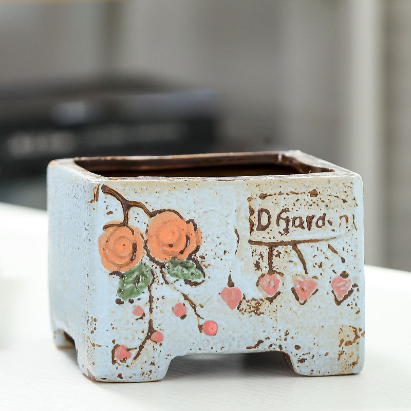 Strongwell Ademend Relief Handgeschilderde Bloempo... – Grandado