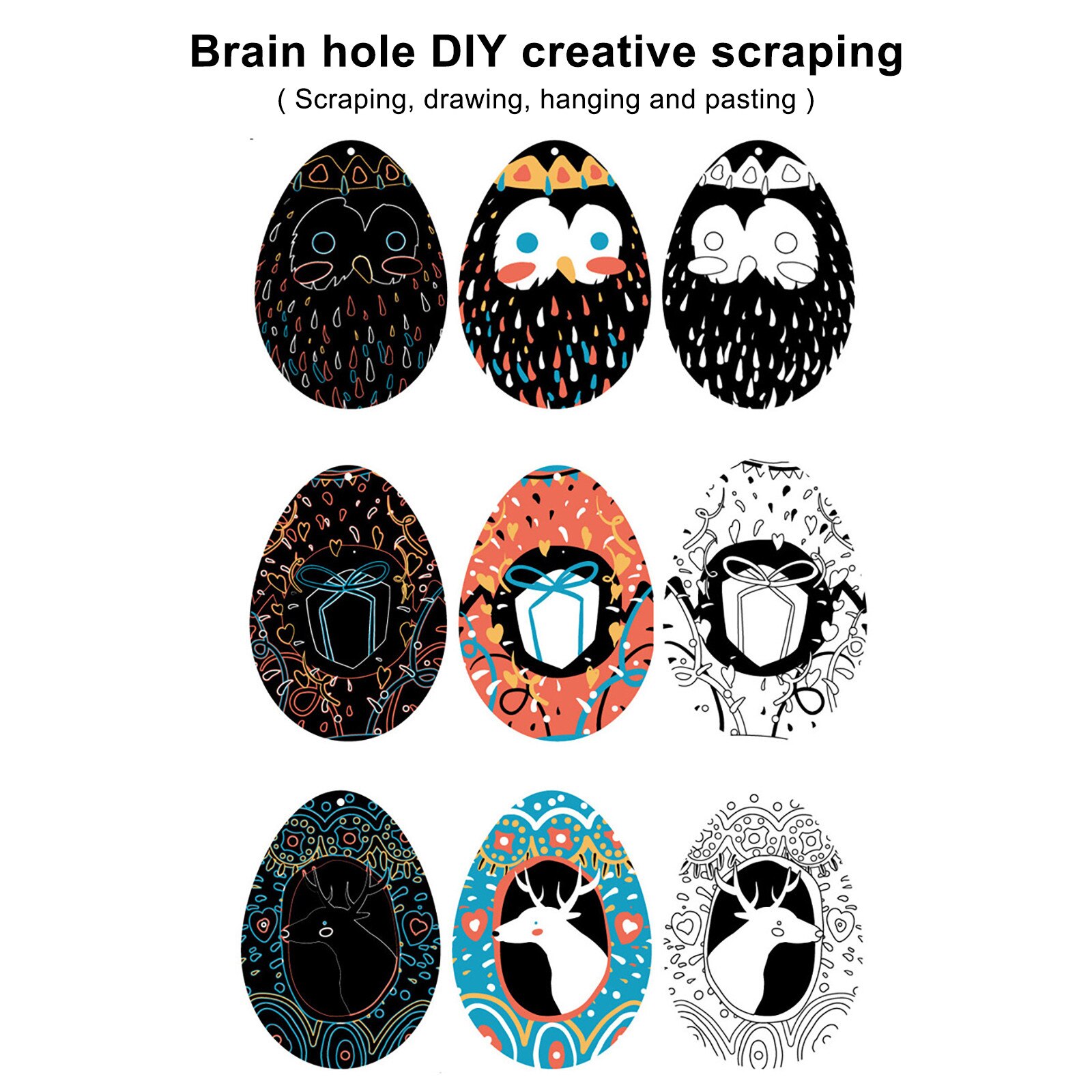 Children's Scratch Painting Set Colorful Egg DIY D... – Grandado