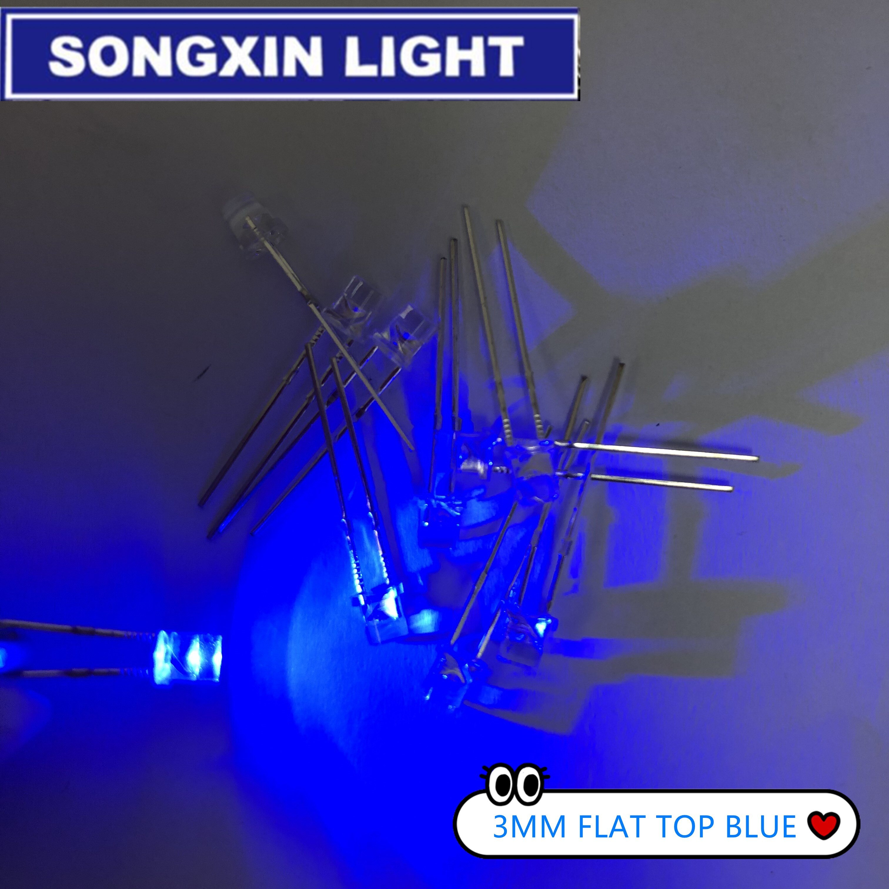 100pcs 3mm Water Clear Blue LED Diode Flat Top Wid... – Grandado