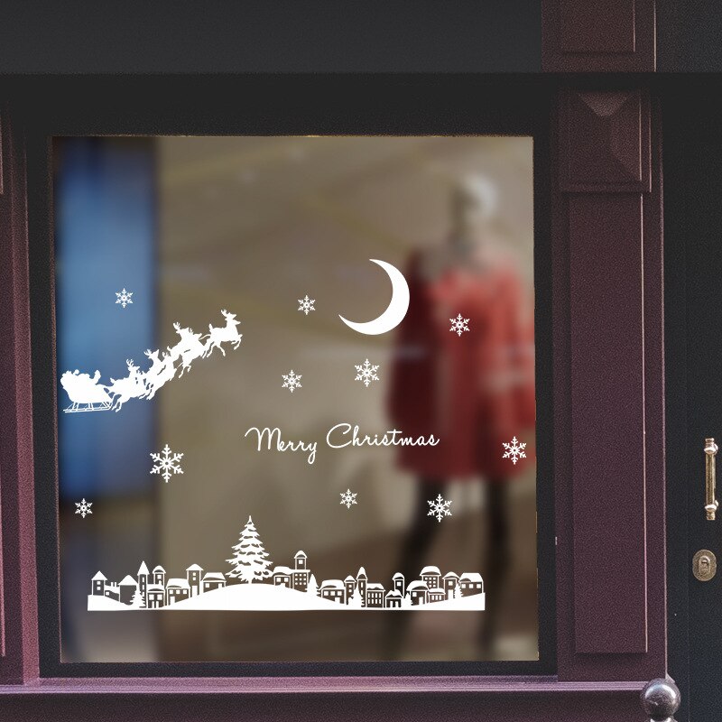 Santa Claus Moonlight Town Christmas Wall Sticker ... – Grandado