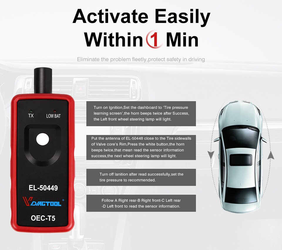 OBD2 Car Diagnostic tools EL 50449 Auto Tire Press... – Grandado