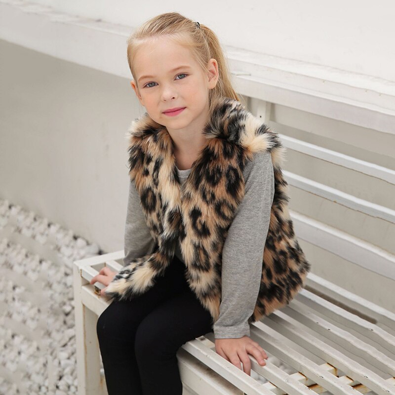 Children's Leopard Faux Fur Vest For Girls Autumn ... – Grandado