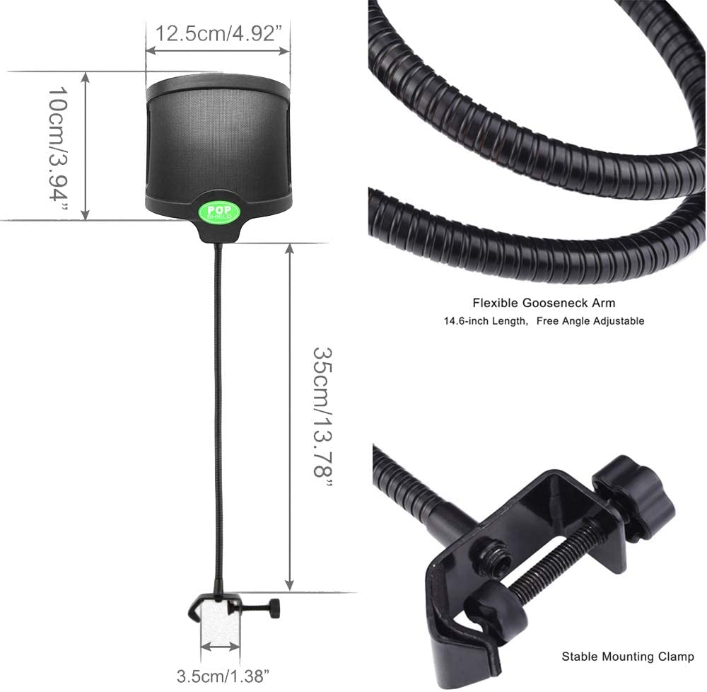 Universal Microphone Pop Filter Metal Shield Doubl... – Grandado