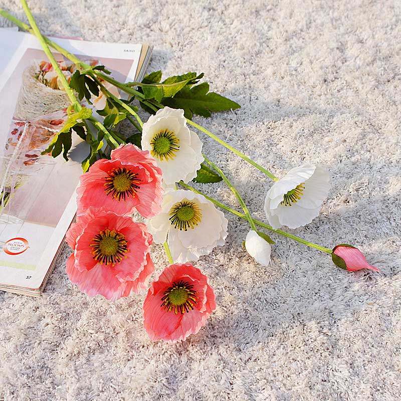 Artificial poppy flower Wedding Bouquet Bridesmaid... – Vicedeal