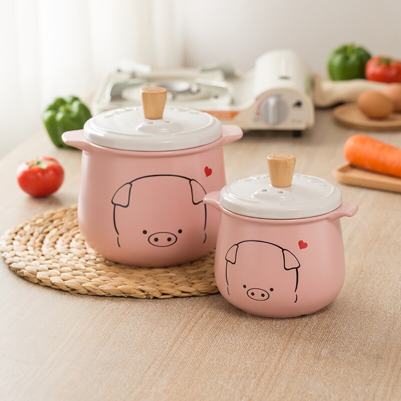 1200ml Pig Pink ceramic casserole Spodumene High t... – Vicedeal