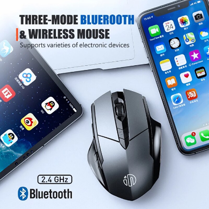 Rechargeable Wireless Mouse Three Modes 2.4G Bluet... – Grandado