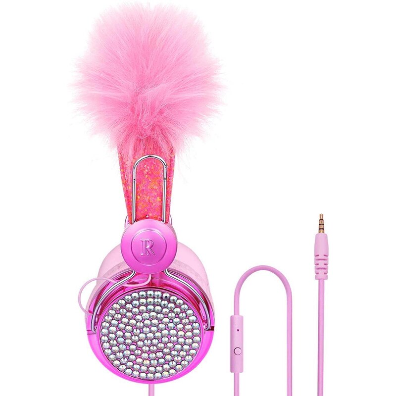Funny Kids Headset Colorful Diamond Girl Wired Hea... – Grandado