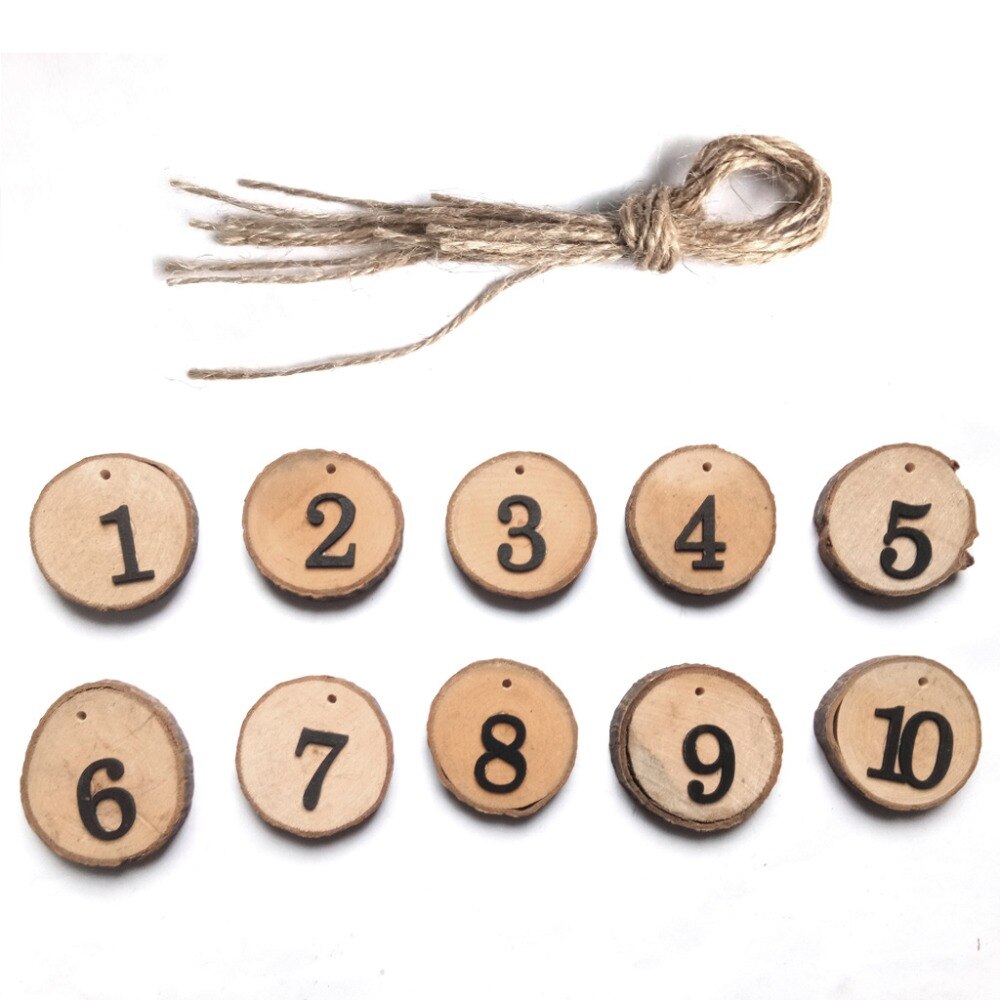 10pcs Round Natural Wood Log Slice Tree Bark 1-10 ... – Grandado