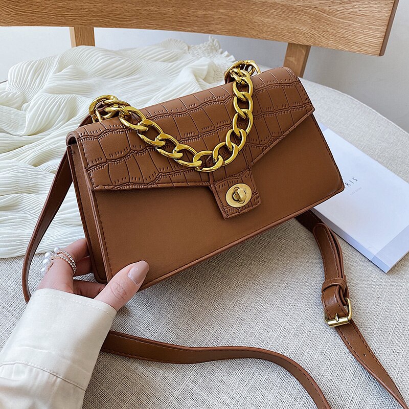 Stone pattern Chain Tote bag PU Leather Women's Ha... – Vicedeal