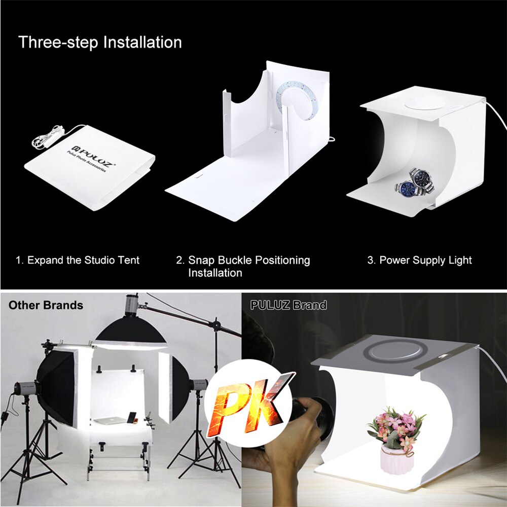 Mini 20cm LED Ring Light Room Foldable Photo Studi... – Grandado