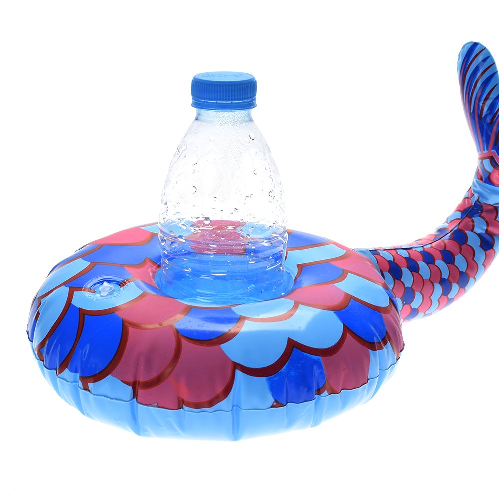 Inflatable Mermaid Pool Float Toys Drink Holder Cu... – Grandado