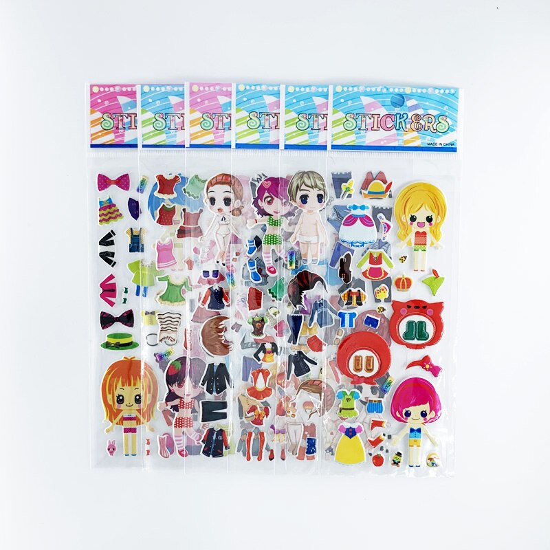 12 sheets cute dress up girl style 3D cartoon stic... – Grandado
