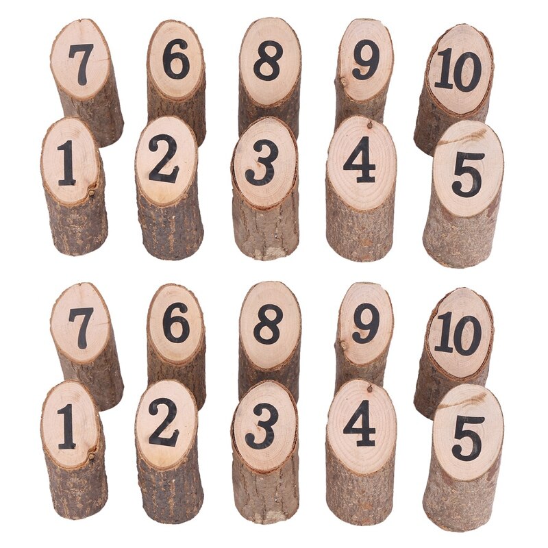 20X Rustic 1-10 Wooden Table Numbers Wedding Birth... – Vicedeal