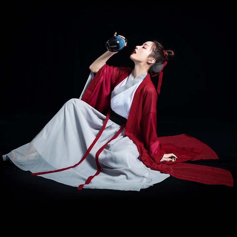 Chinese Style Red Hanfu Knight Costumes Stage Perf... – Grandado