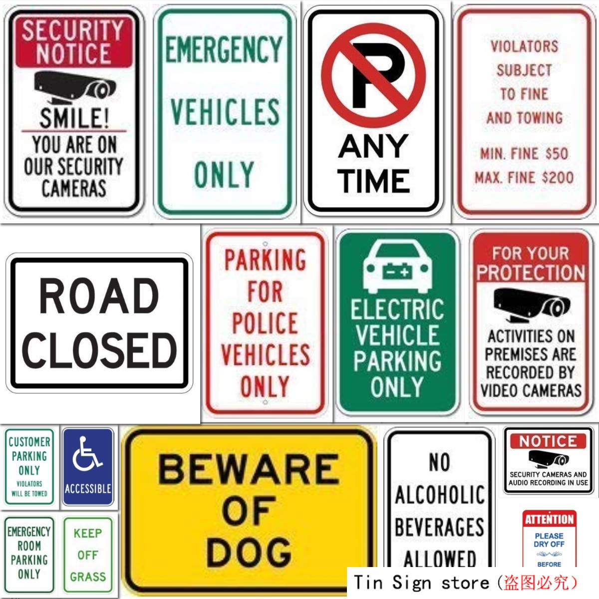 Sign Aluminum Sign Notice Security Cameras and Aud... – Grandado