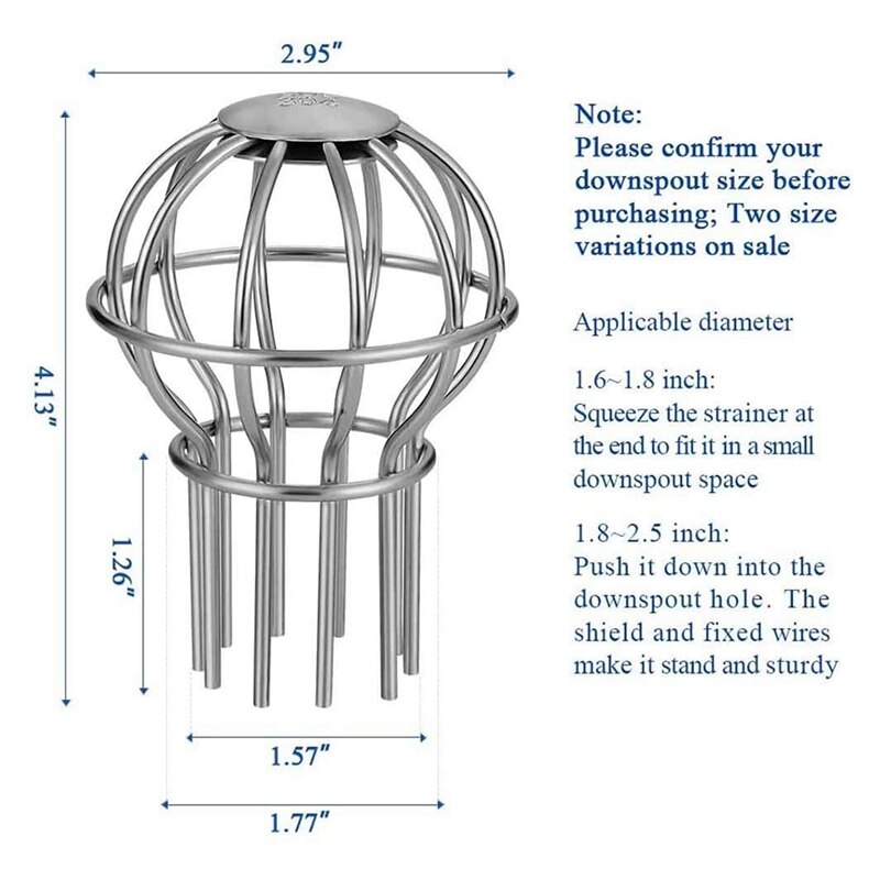 4 Pcs 2 Inches Gutter Guard Downspout Leaf Filter ... – Grandado