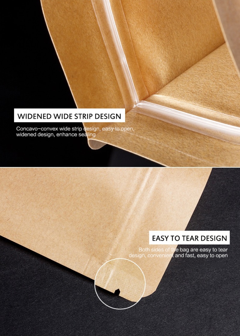 100pcs/set Packing Zip lock Kraft Paper Window Bag... – Grandado