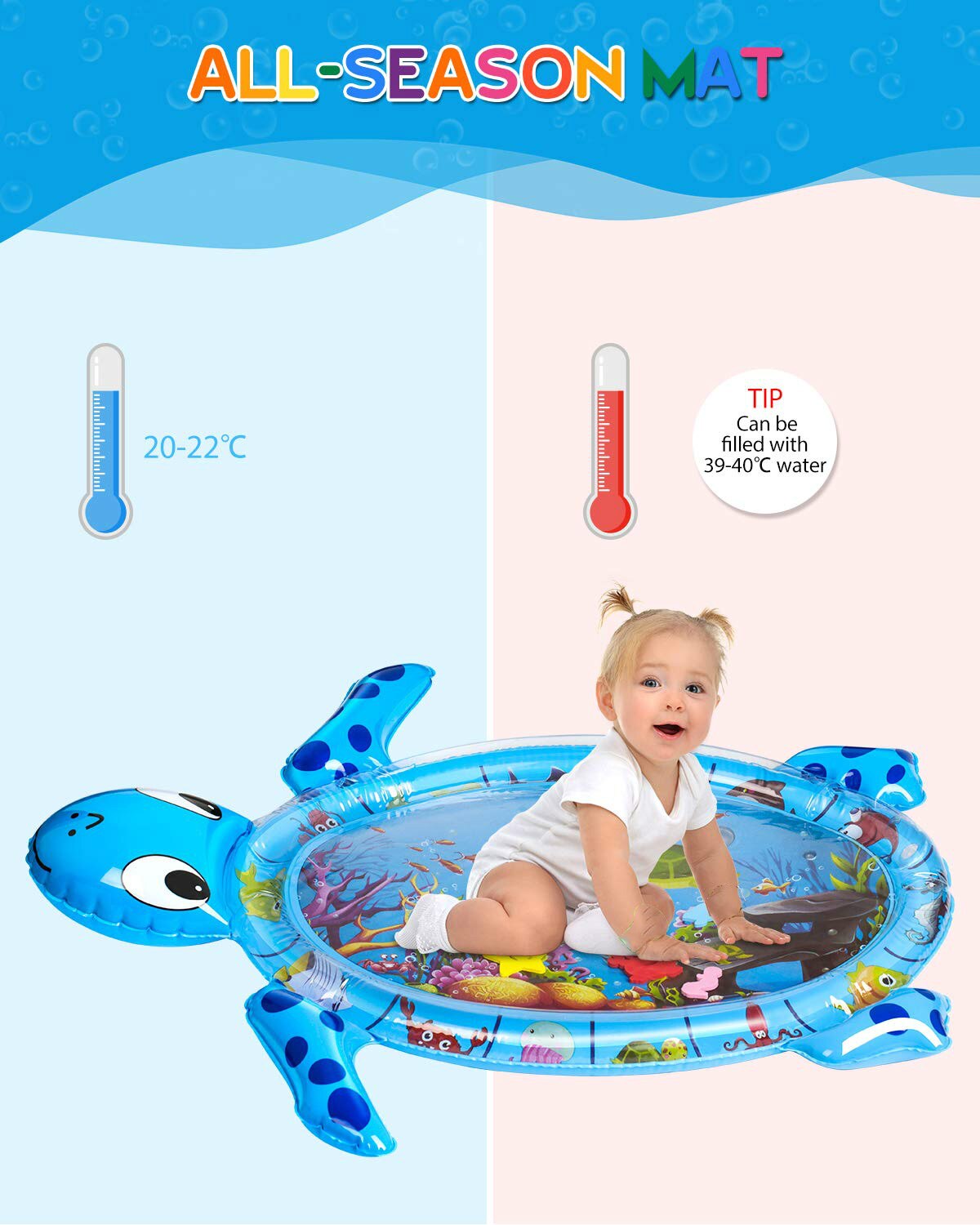 Tummy Time Mat with Wrist Rattles Set X-Large Infl... – Grandado