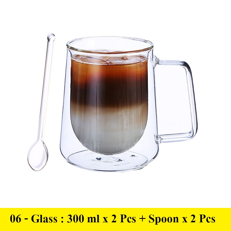 Set of 2 office home double layer coffee glass lea... – Grandado