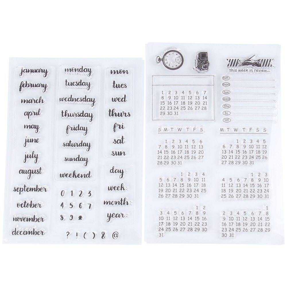2 Pcs Calendar Stamp Sheets Transparent Clear TPR ... – Grandado