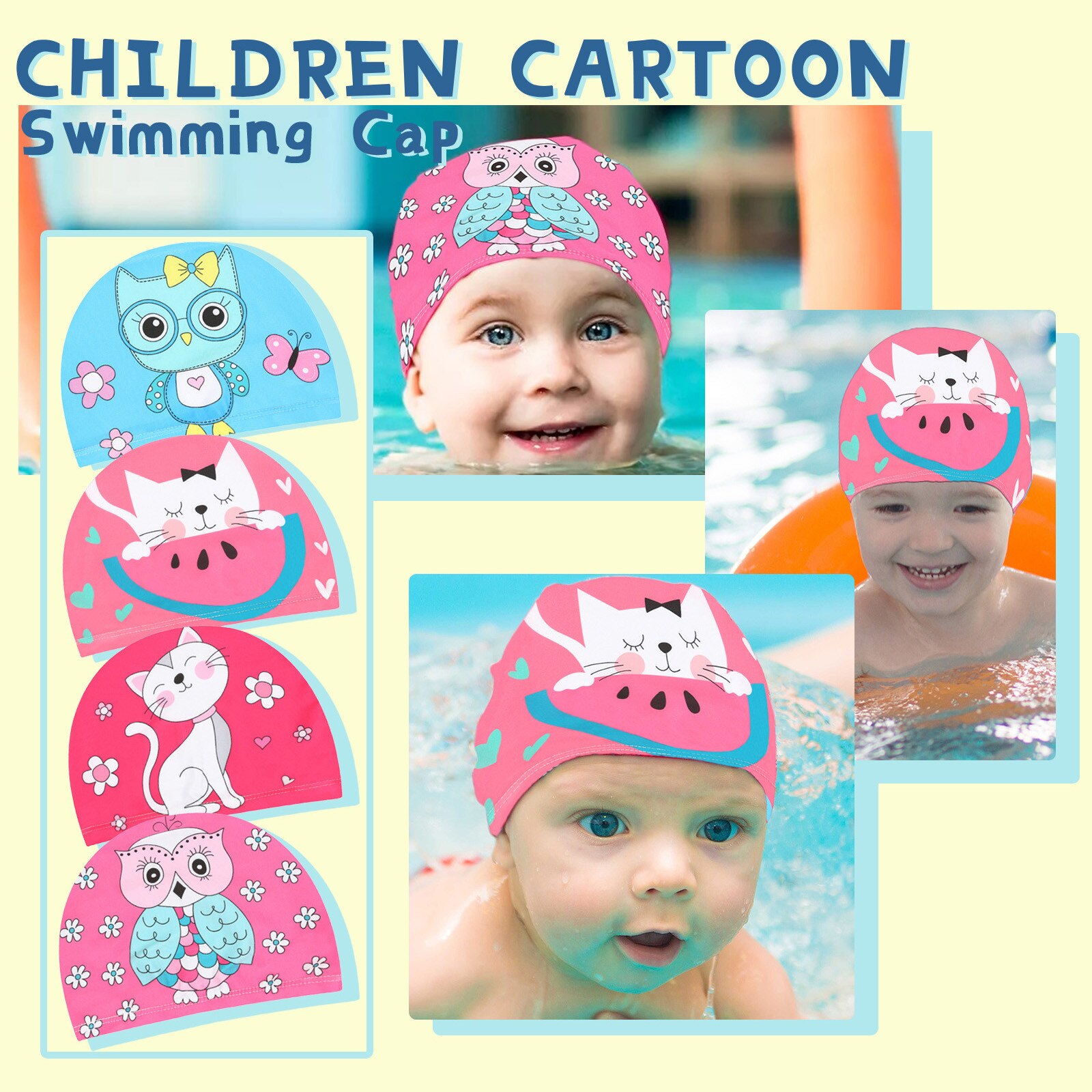 Swimming Cap Silicone kids children Waterproof Plu... – Grandado