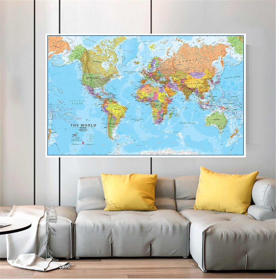 150*100cm The World Map Detailed Poster Non-woven ... – Grandado