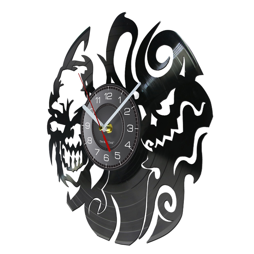 Horror Skull Gothic Halloween Decor Wall Clock Sca... – Grandado