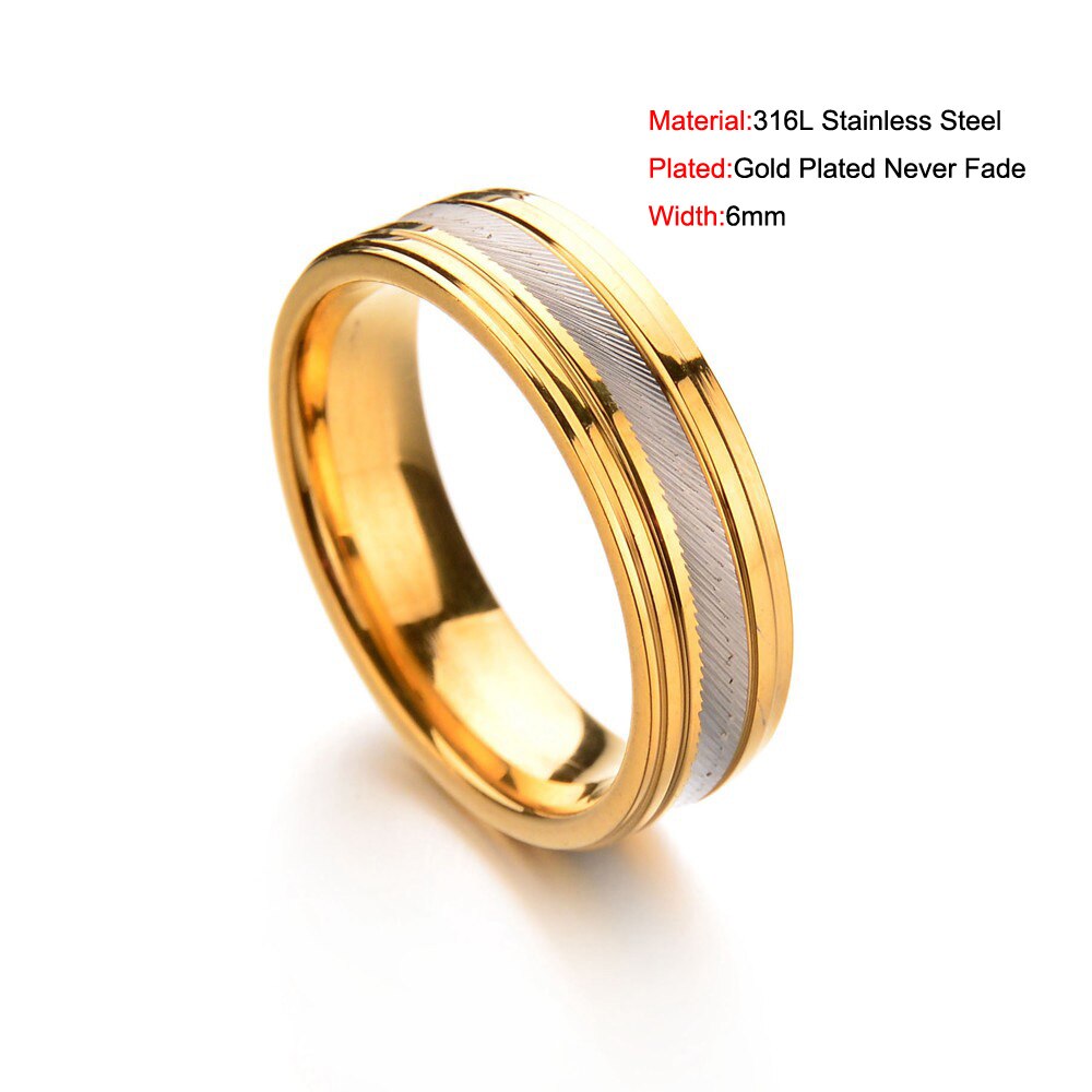 Titanium Steel Engrave Gold Color Wedding Bands Ri... – Vicedeal