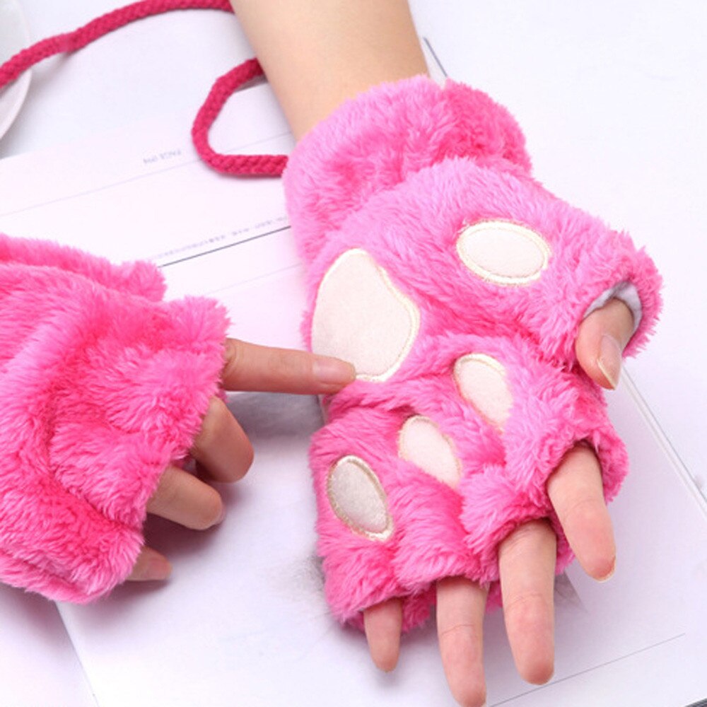25 Gloves Girl Cat Claw Paw Fingerless Winter Warm... – Grandado