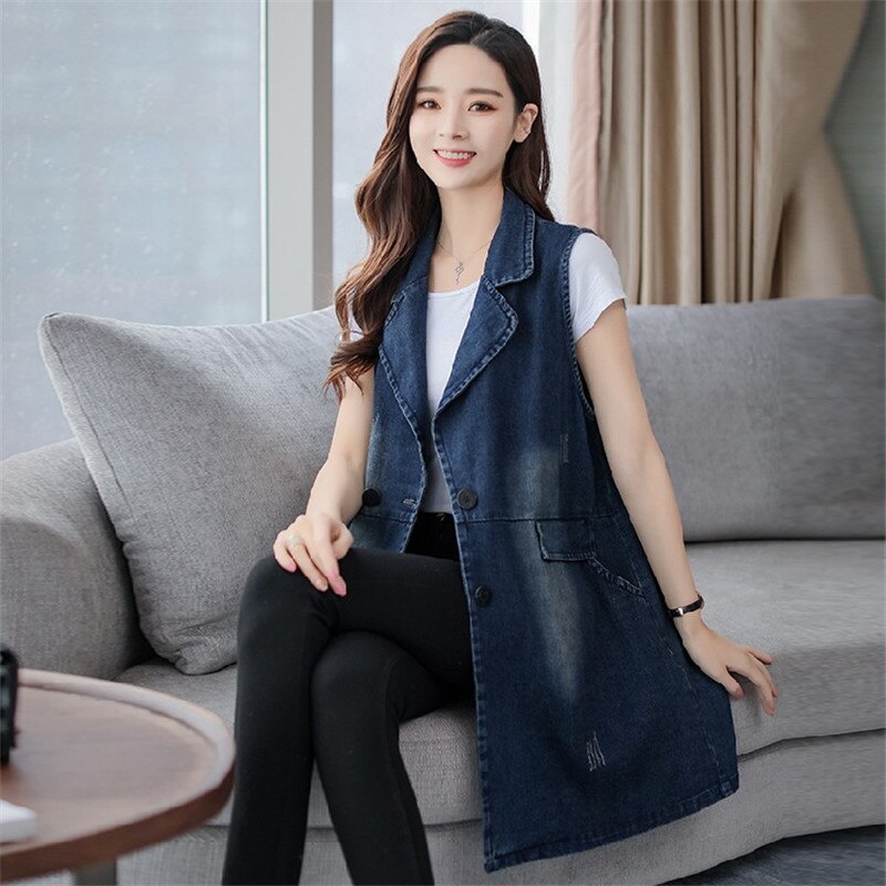 Large Size Women Denim Jeans Vest Spring Autumn Ko... – Grandado