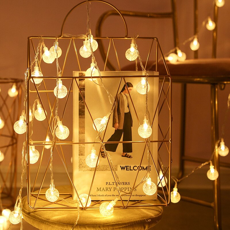 Led string lys fairy guirlande krystal pærer kugle... – Vicedeal